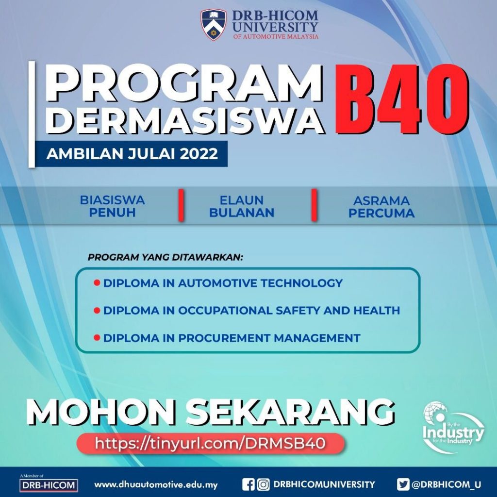 Dermasiswa B40 DRB HICOM UNIVERSITY Full Scholarship | Biasiswa ...